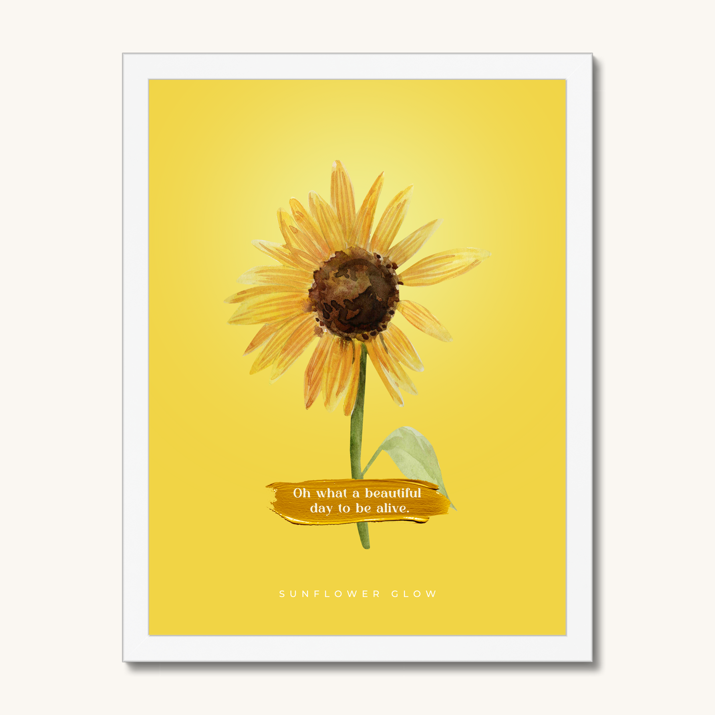 Sunflower Glow Wall Art – Premium Canvas & White Basswood Frame | TheBlushWall India